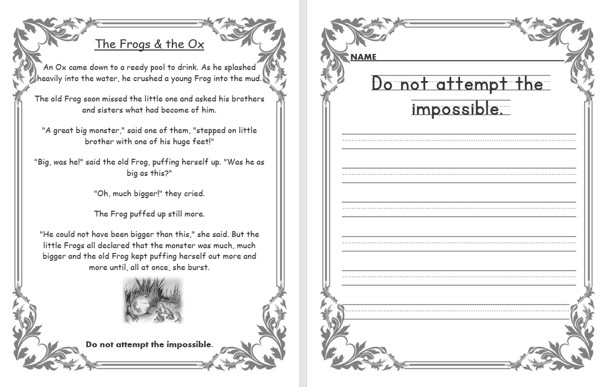 Copywork: A workbook collection of Aesop's Fables for Children: Grades ...