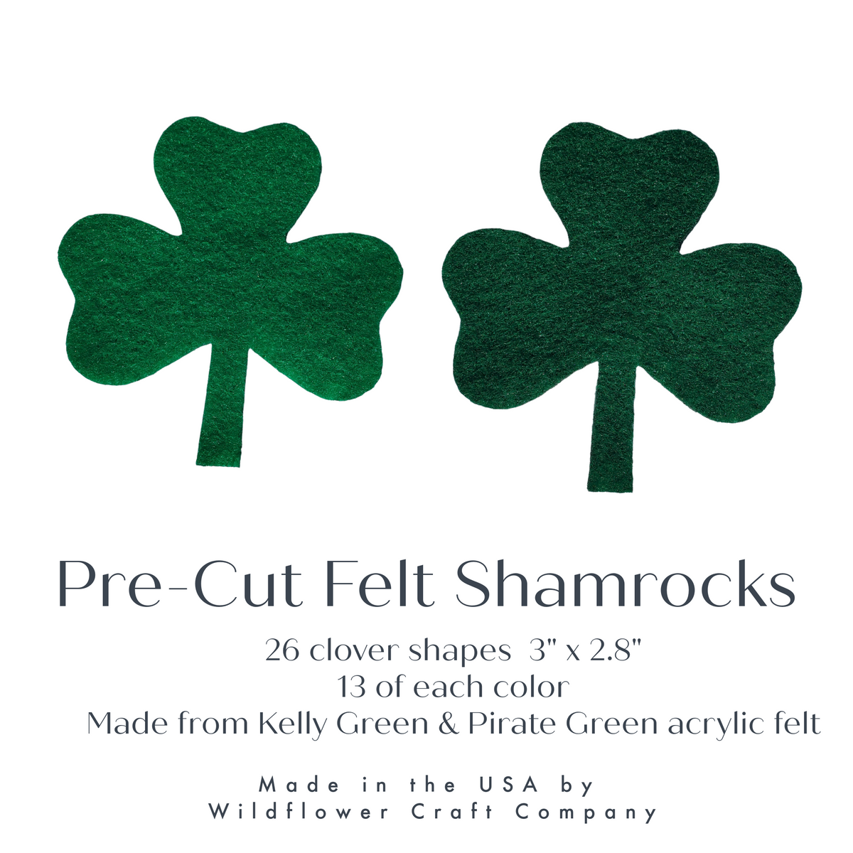26 Precut Felt Shamrocks – Wildflower Toys