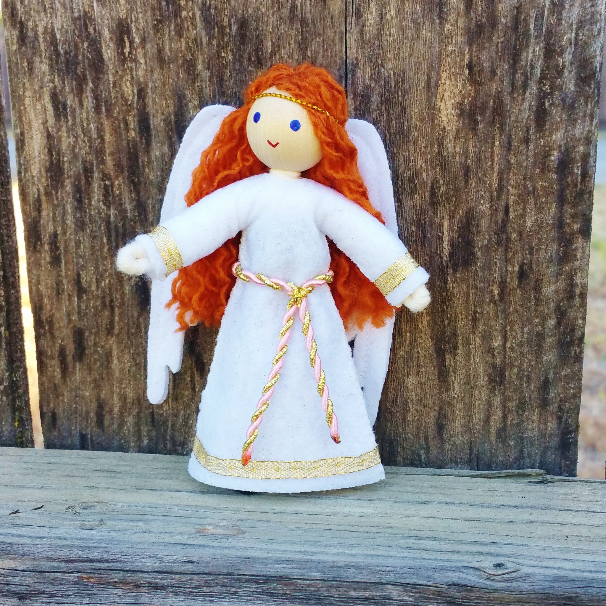 Handmade Guardian Angel Doll with red hair – Wildflower Toys